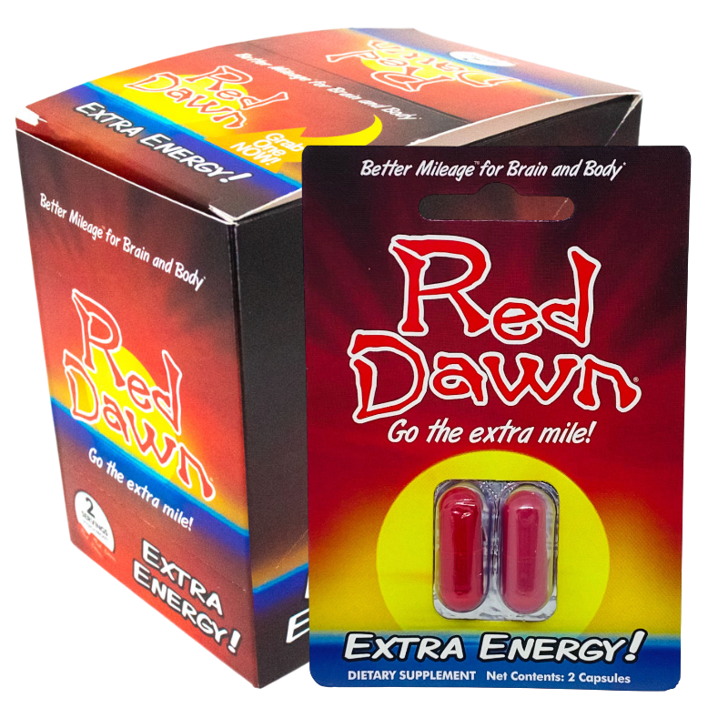 Red Dawn Extra Energy Capsules – 2 Capsules per Pack | Box of 12 Packs