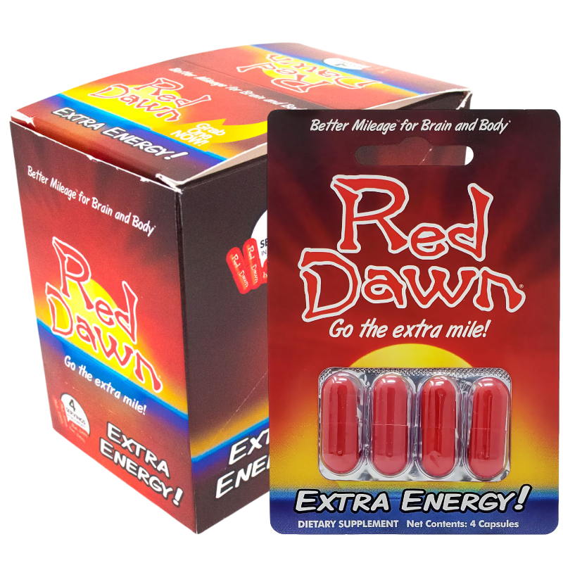 Red Dawn Extra Energy Capsules – 4 Count Packs (12 Pack Full Box)